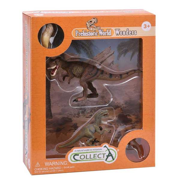 CollectA - Dinosaur Wonders Set - T-Rex & Velociraptor – Yellow Zebra