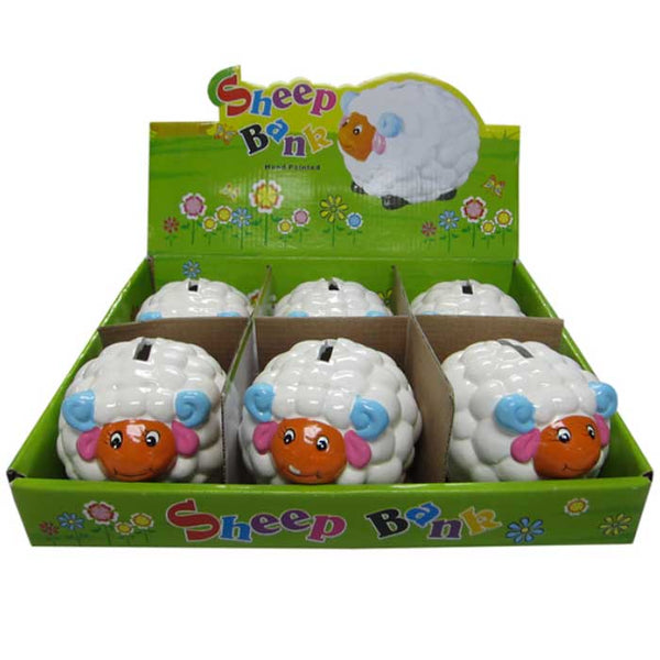 Hand Painted Sheep Money Box – Yellow Zebra