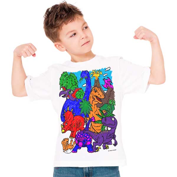 Splat Planet - Colour In T-Shirt - Dinosaur – Yellow Zebra