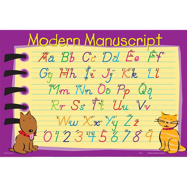 Learning Place Mat - Modern Manuscript – Yellow Zebra