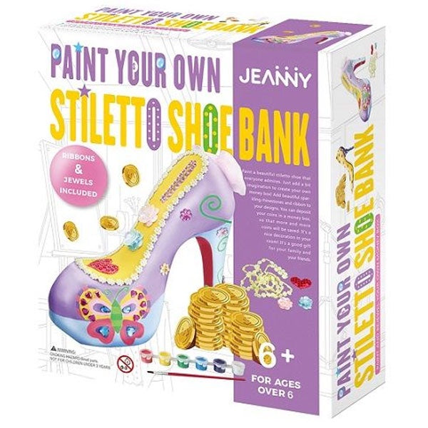 Paint Your Own Stiletto Shoe Money Box – Yellow Zebra